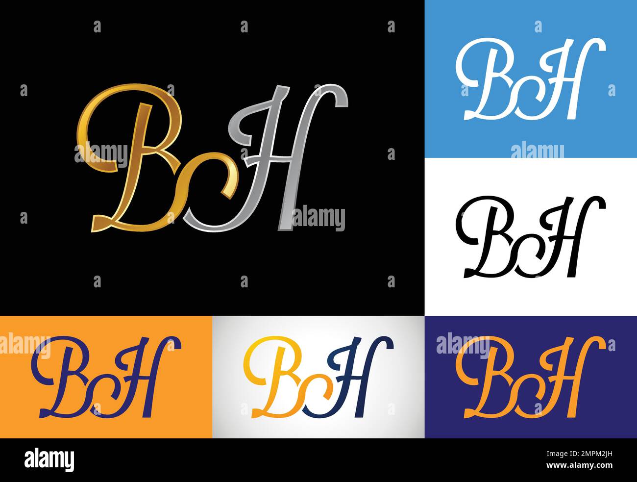 Initial Letter B H Logo Design Vector. Graphic Alphabet Symbol For ...