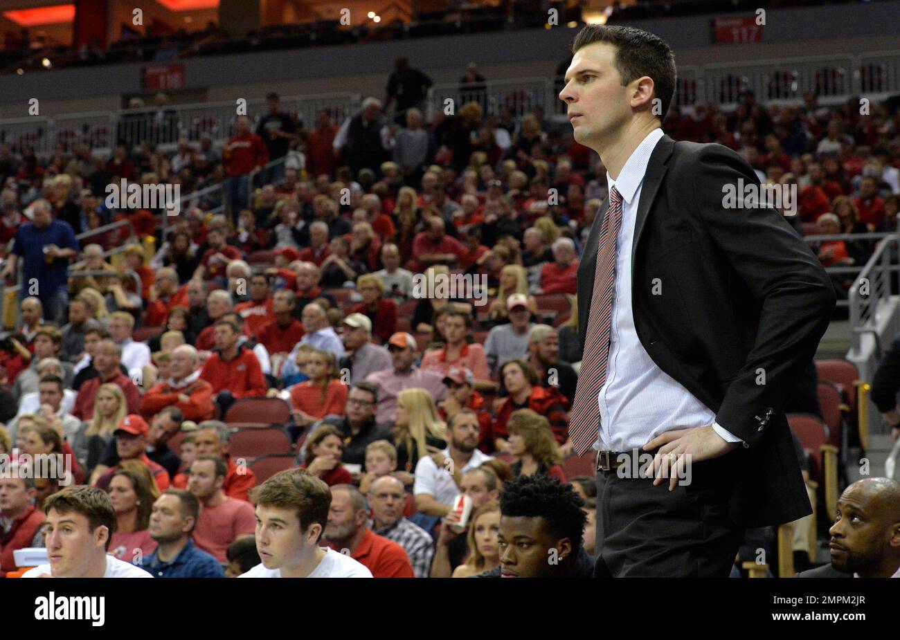 Louisville interim head coach David Padgett watches the action during ...