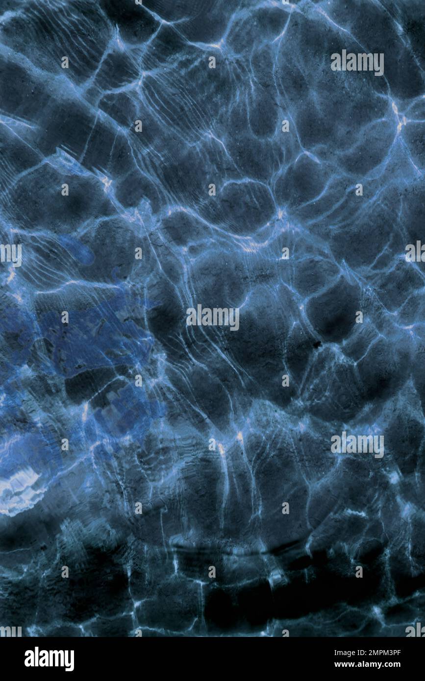 Abstract photo of the glow of the surface of transparent water with the ...
