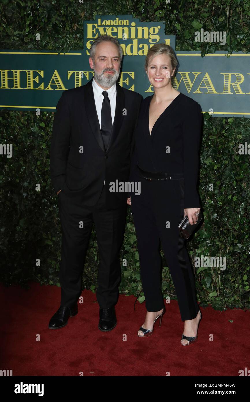 Director Sam Mendes, left, and wife Alison Balsom pose for ...