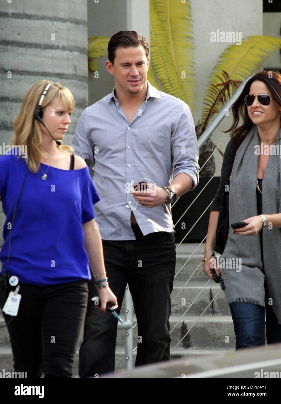 Channing Tatum leaves with an entourage after making an appearance on ...