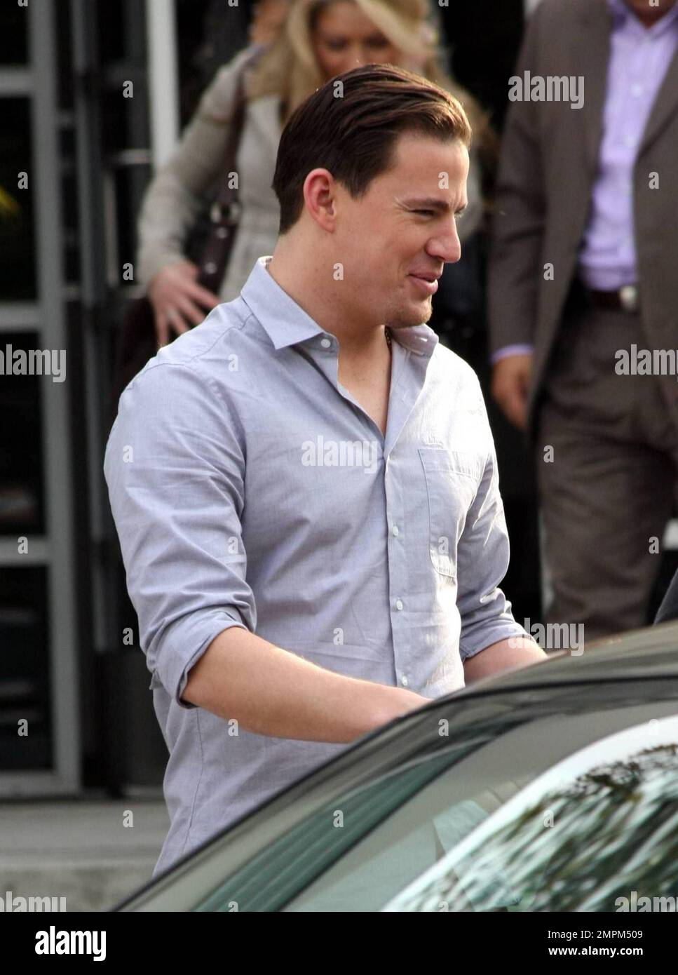 Channing Tatum leaves with an entourage after making an appearance on ...