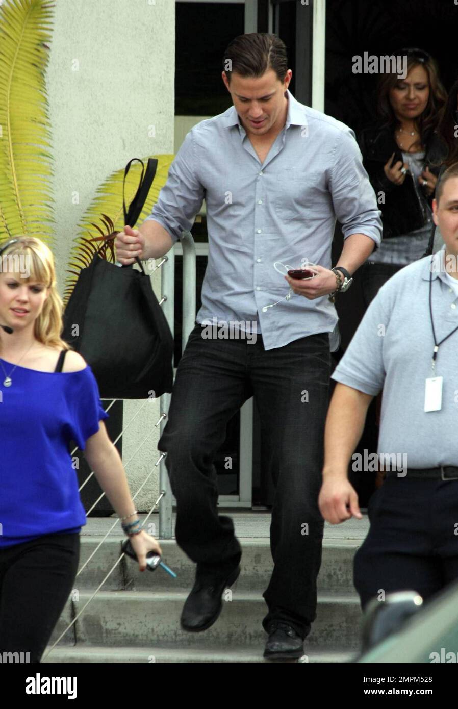 Channing Tatum leaves with an entourage after making an appearance on ...