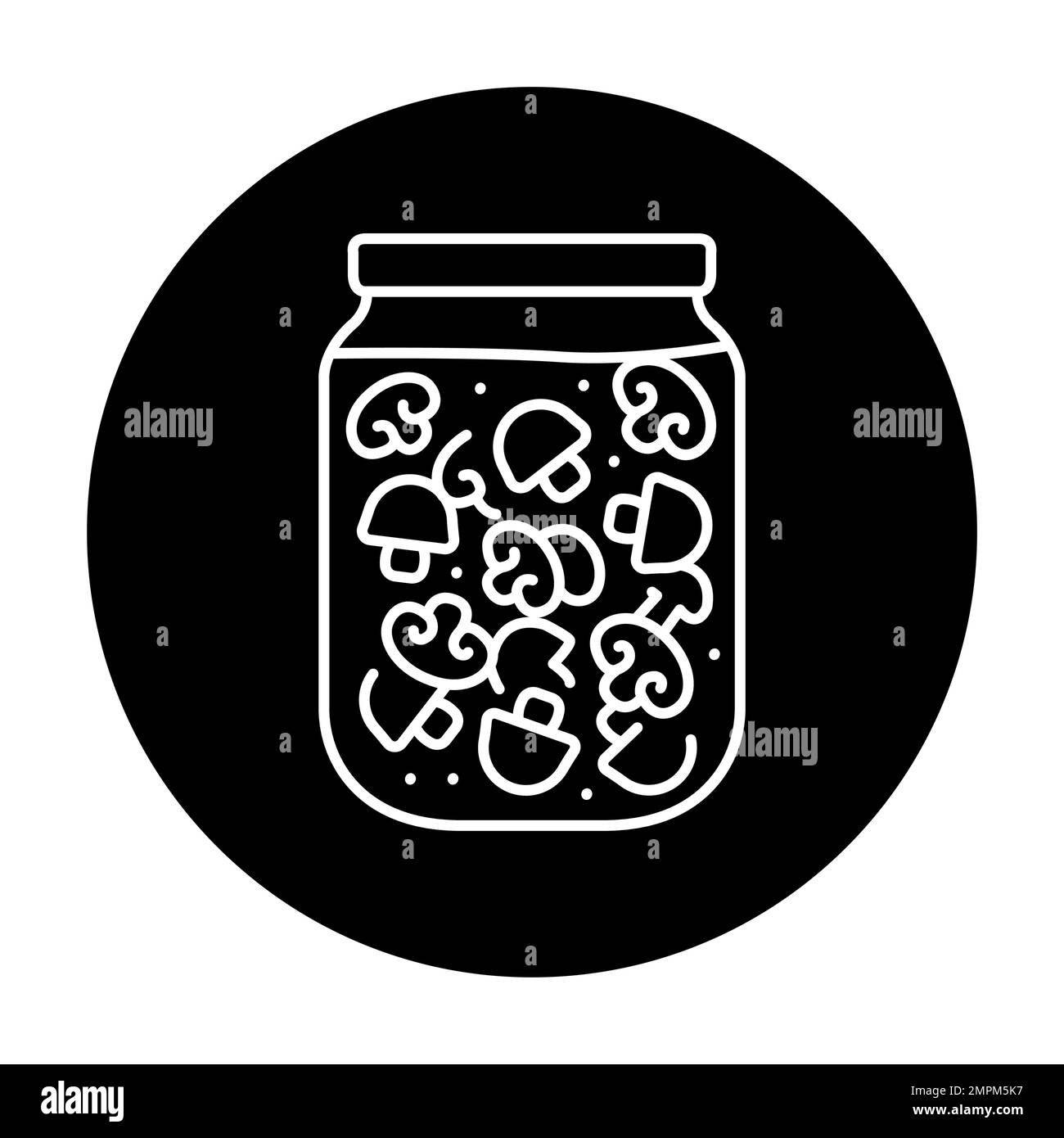 Pickled mushrooms in a jar color line icon. Homemade canned food Stock ...