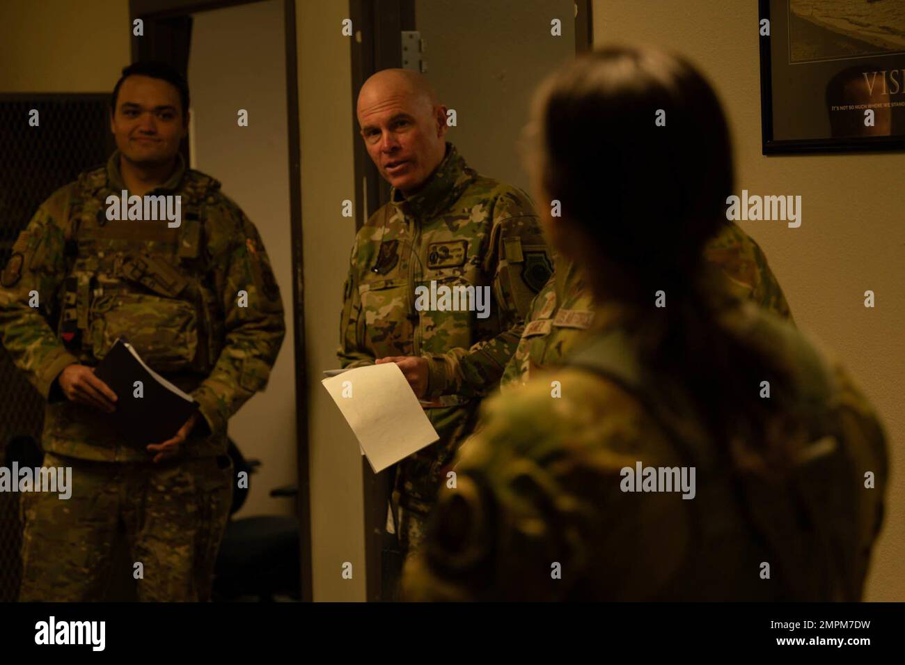 Maj. Gen. Michael Lutton, 20th Air Force commander, interacts with Capt ...