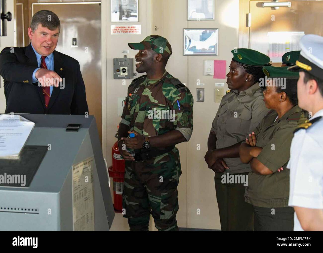 LUANDA, Angola (Nov. 3, 2022) Mr. Joseph Darlak, left, ship’s master for the expeditionary sea ...