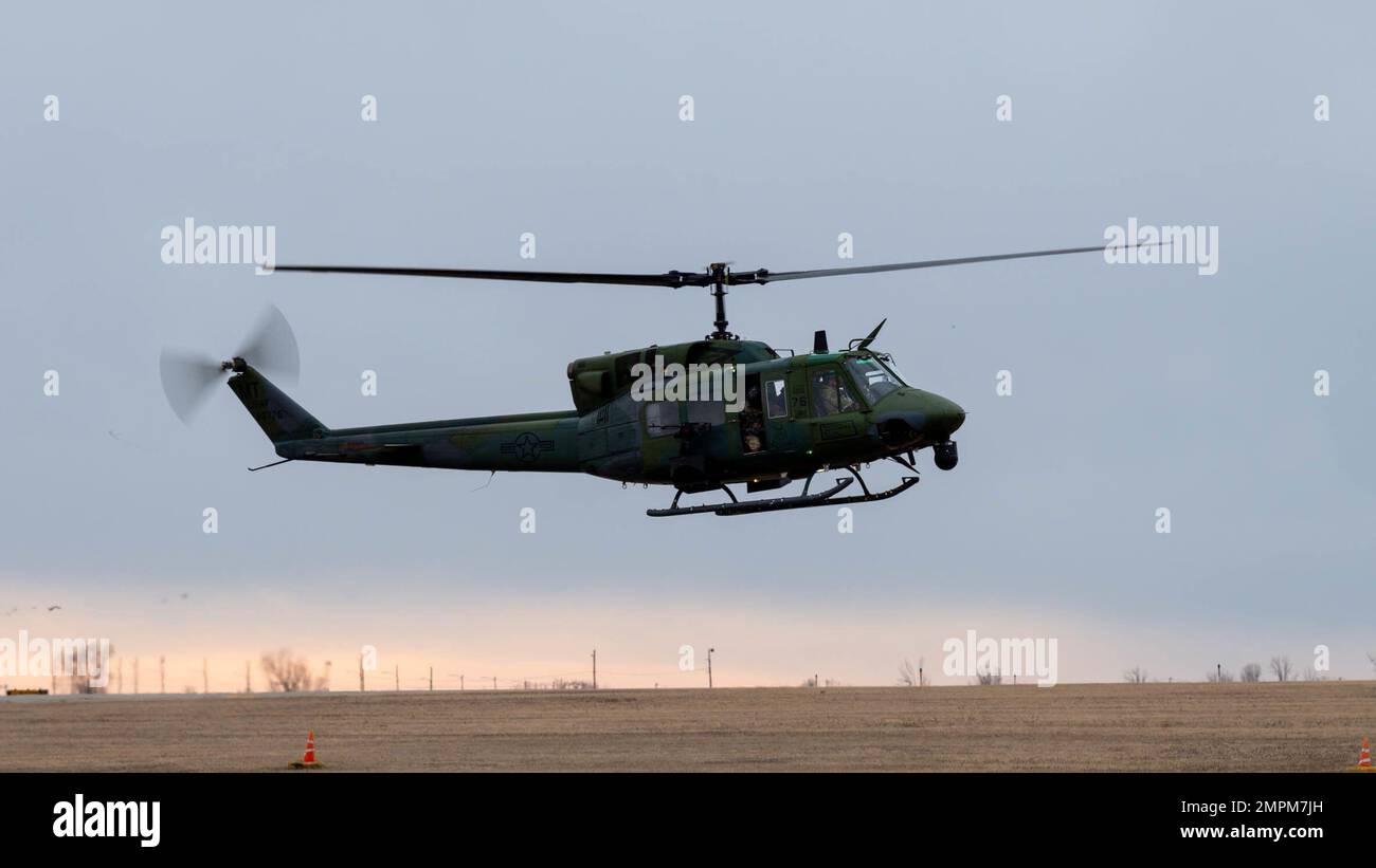 A UH-1N Huey helicopter, transporting Maj. Gen. Michael Lutton, 20th ...