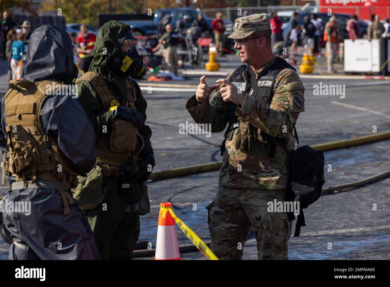 U.S. Army 1st Sgt. Brian Ponder, decontamination staff noncommissioned ...