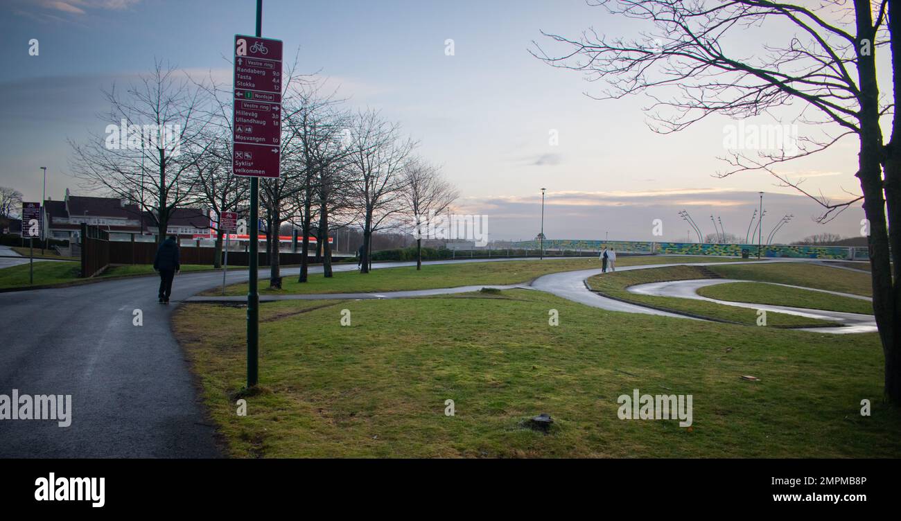 Scenic walking path isolated from traffic for transportation to and ...