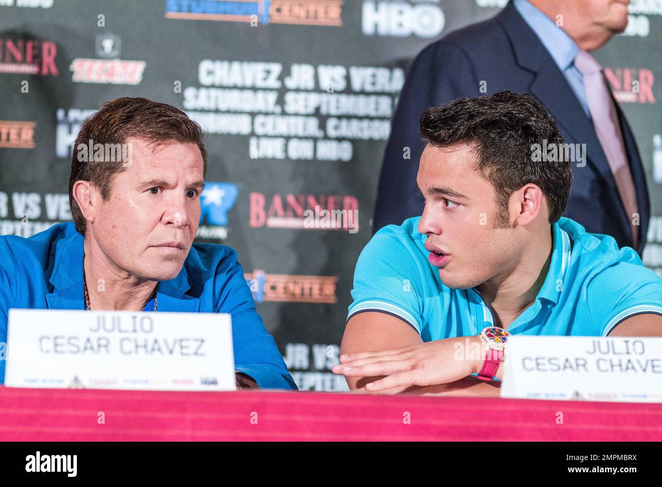 Pro boxer Julio Cesar Chavez Jr (46-1-1, 32 KOs) (left) and Pro boxer ...