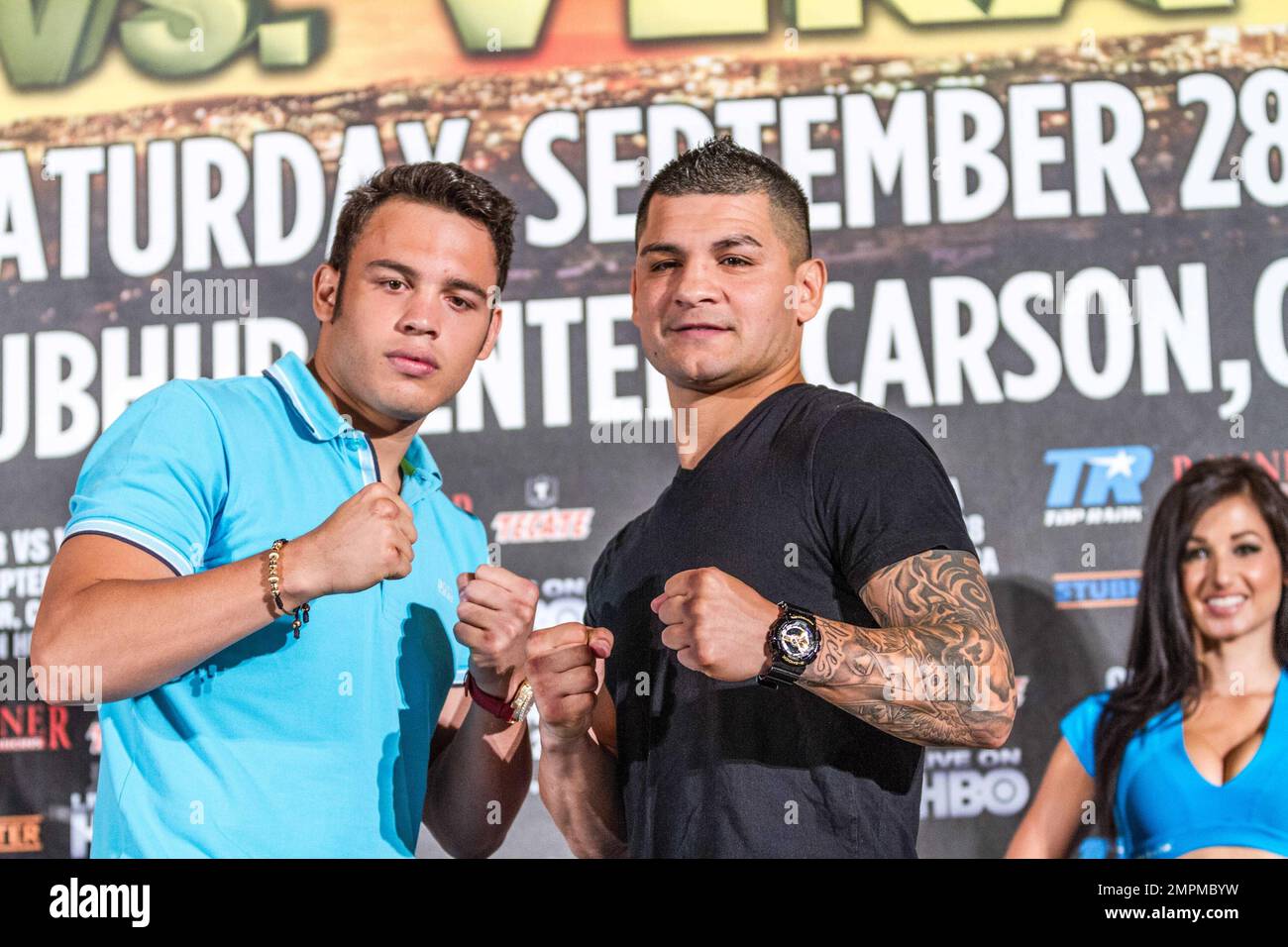 Pro boxer Julio Cesar Chavez Jr (46-1-1, 32 KOs) (left) and Pro boxer ...