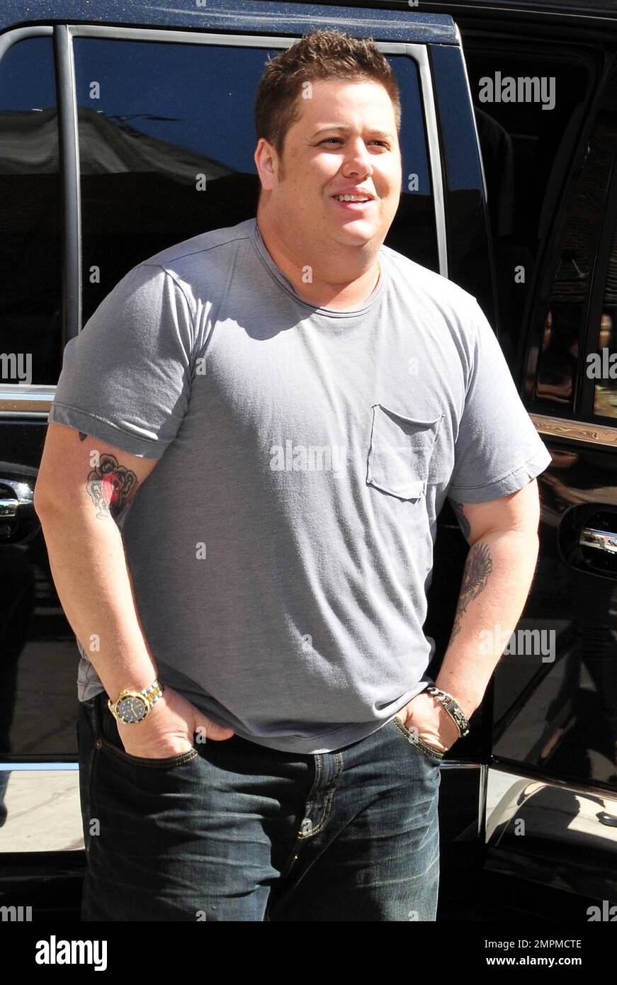 Chaz Bono and girlfriend Jennifer Elia arrive at the "Late Show with ...