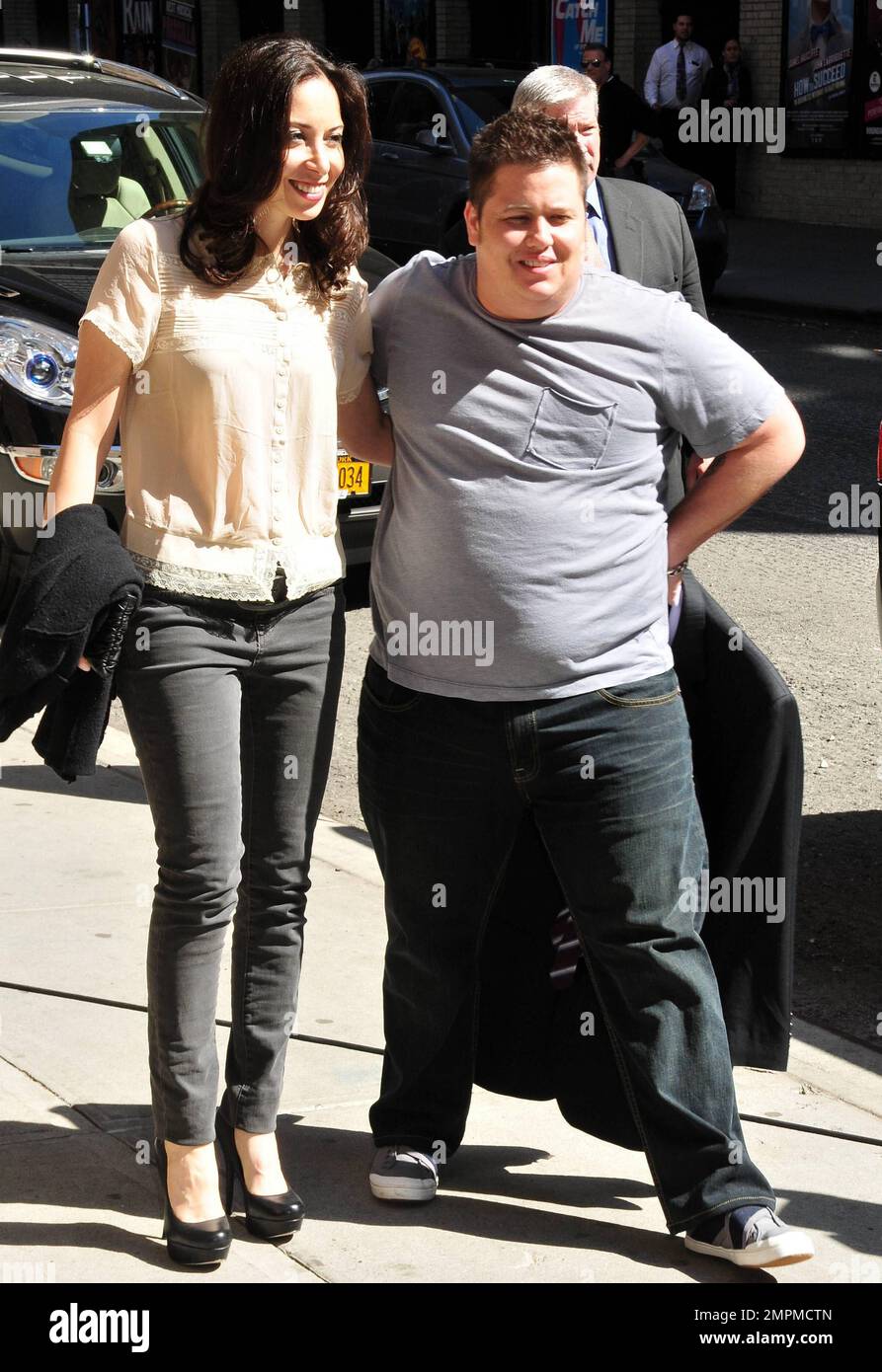 Chaz Bono and girlfriend Jennifer Elia arrive at the "Late Show with ...