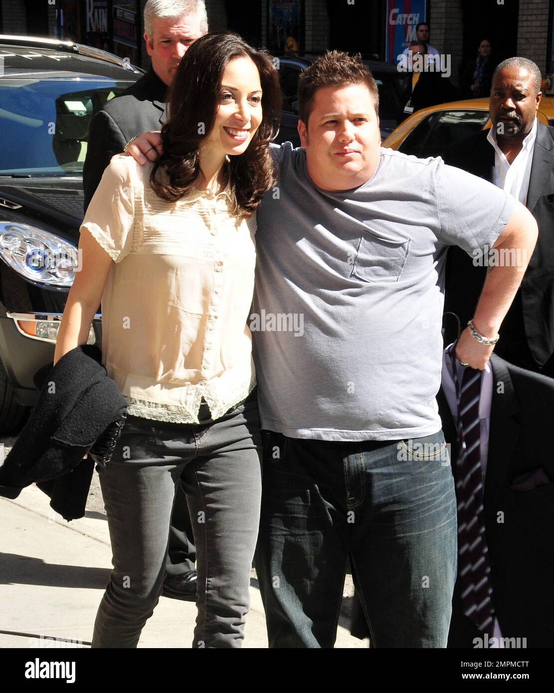Chaz Bono and girlfriend Jennifer Elia arrive at the "Late Show with ...