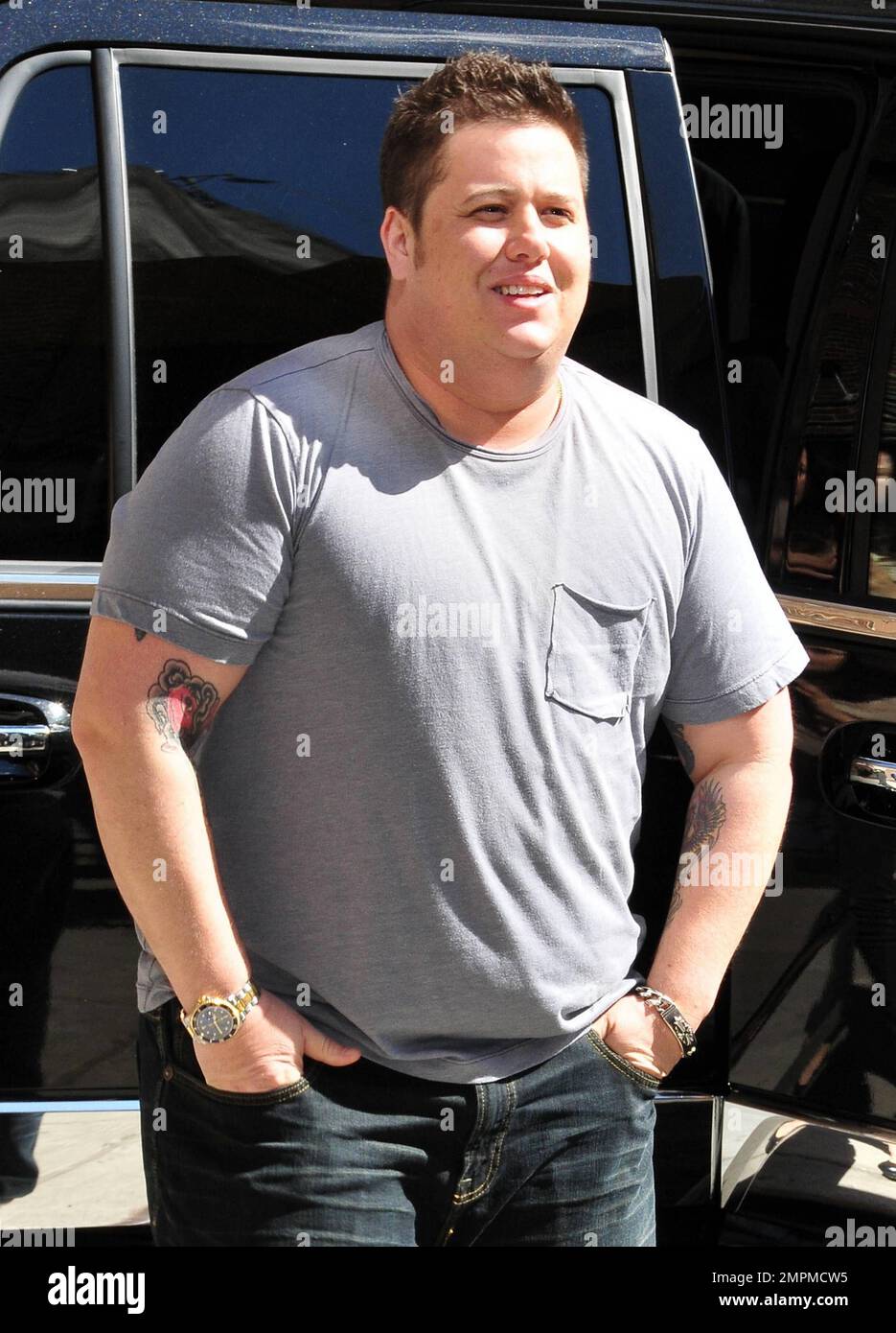 Chaz Bono and girlfriend Jennifer Elia arrive at the "Late Show with ...