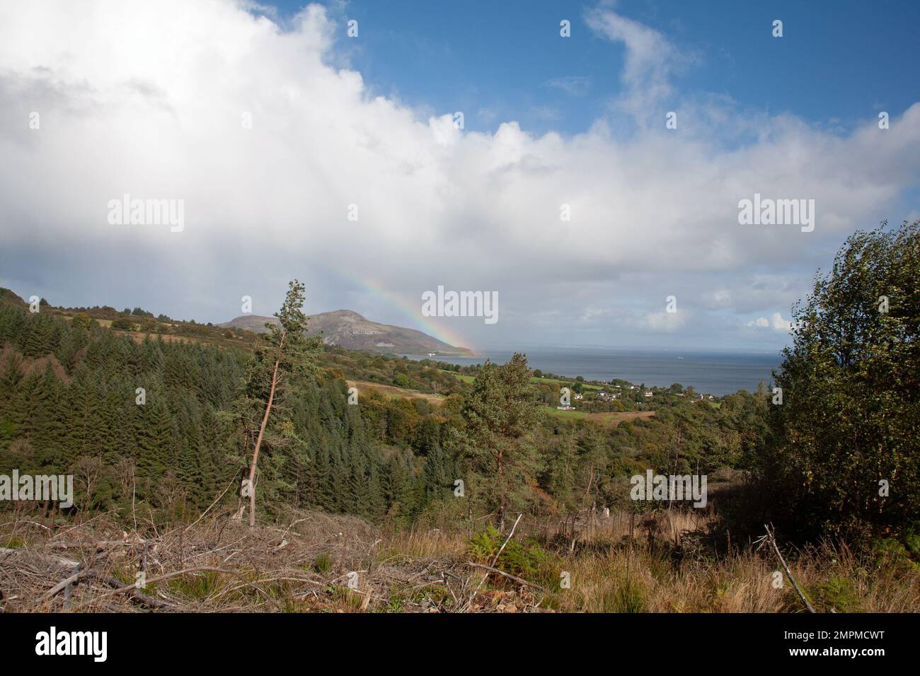Rainbow Holy Island viewed from near The Giants Graves above Whiting ...