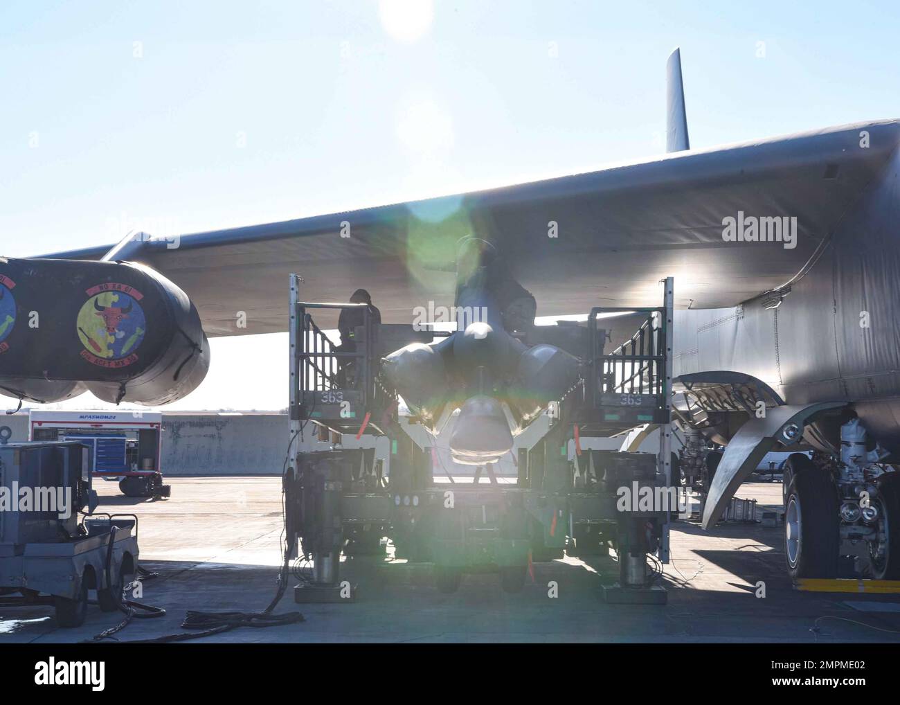 Team Minot Airmen perform system checks on a B-52H Stratofortress ...