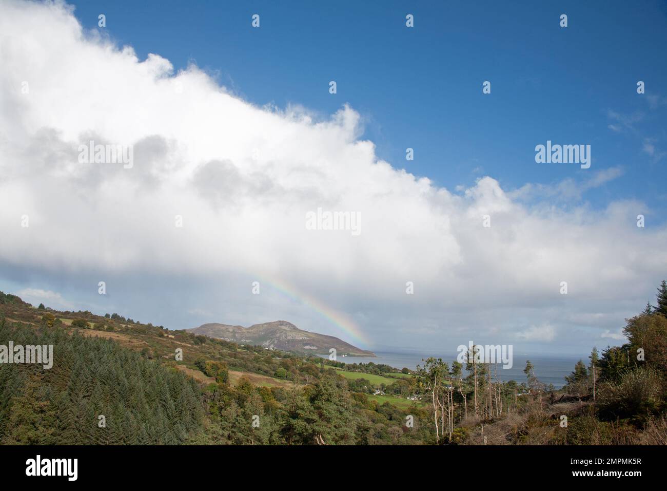 Rainbow Holy Island viewed from near The Giants Graves above Whiting ...