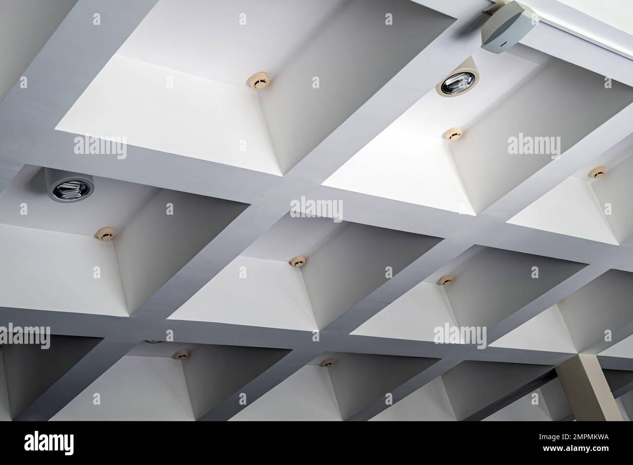 concrete structure ceiling, concrete with light and smoke detectors ...