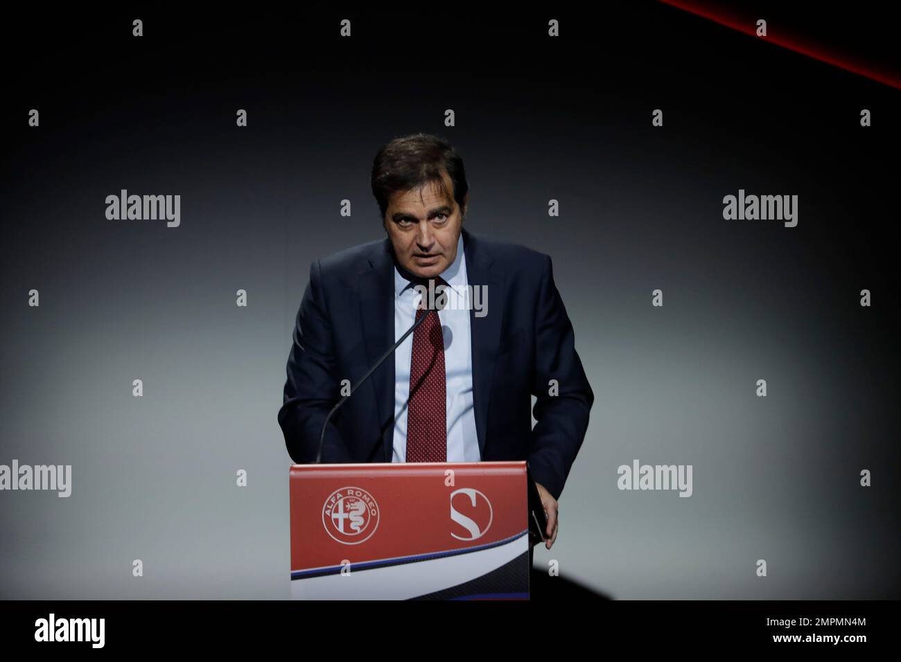 Sauber holding AG Chairman Pascal Picci delivers his speech on the occasion of the Alfa Romeo ...