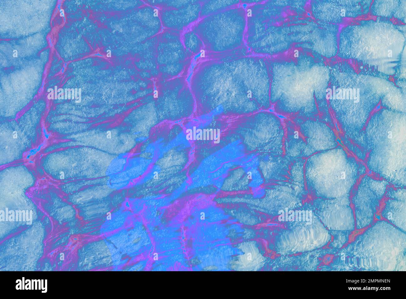 Abstract photo of glow in neon blue color of unusual surface texture ...