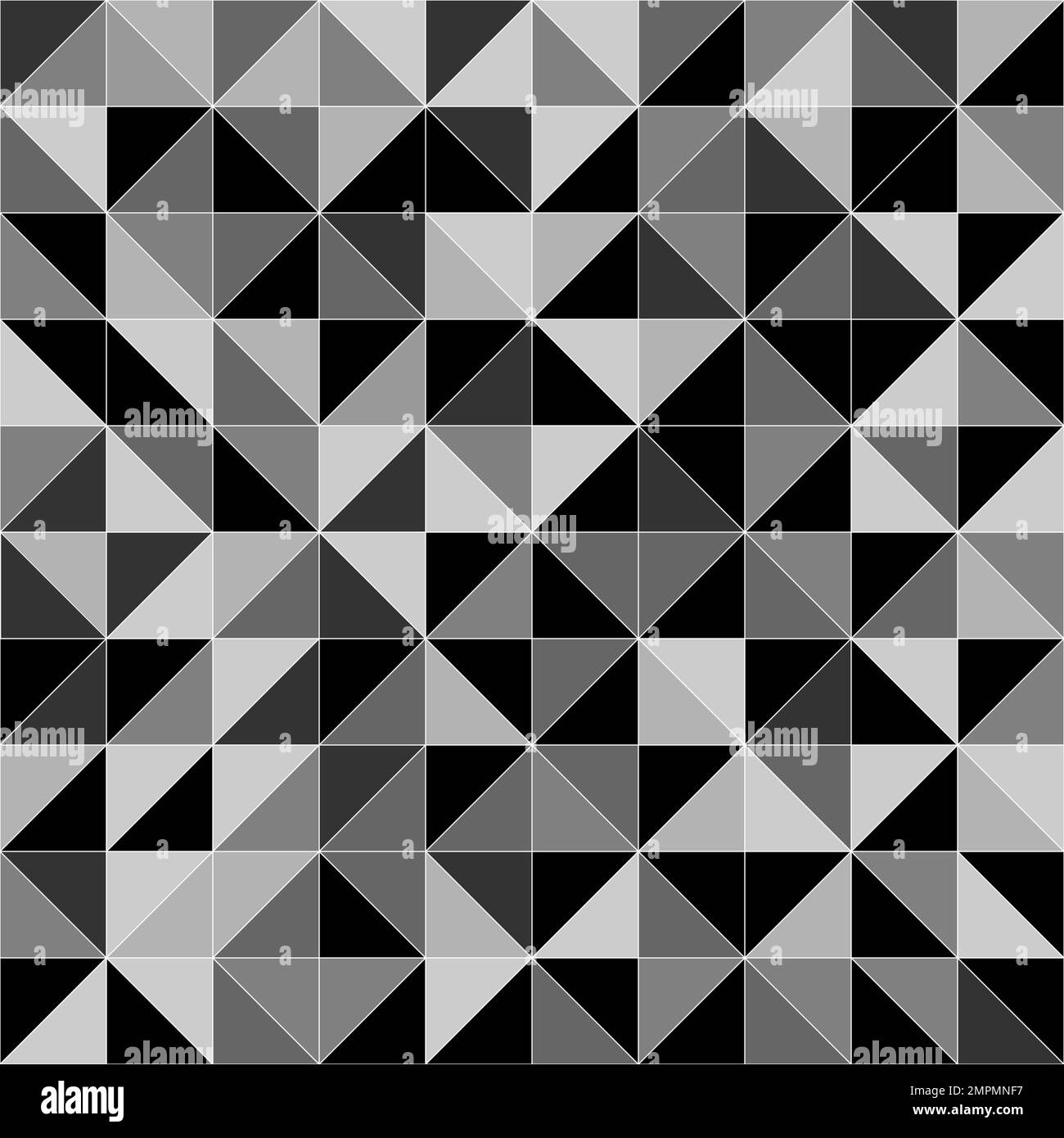 Monochrome triangles seamless pattern. Black and white mosaic. Abstract ...