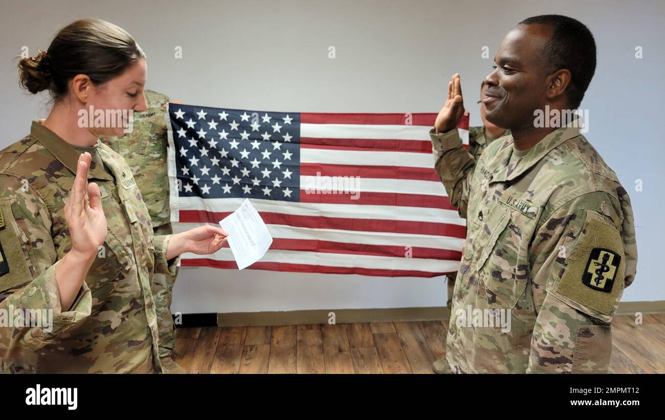 Staff Sgt. Jarvis Hancock re-enlists for another 8 years while deployed ...