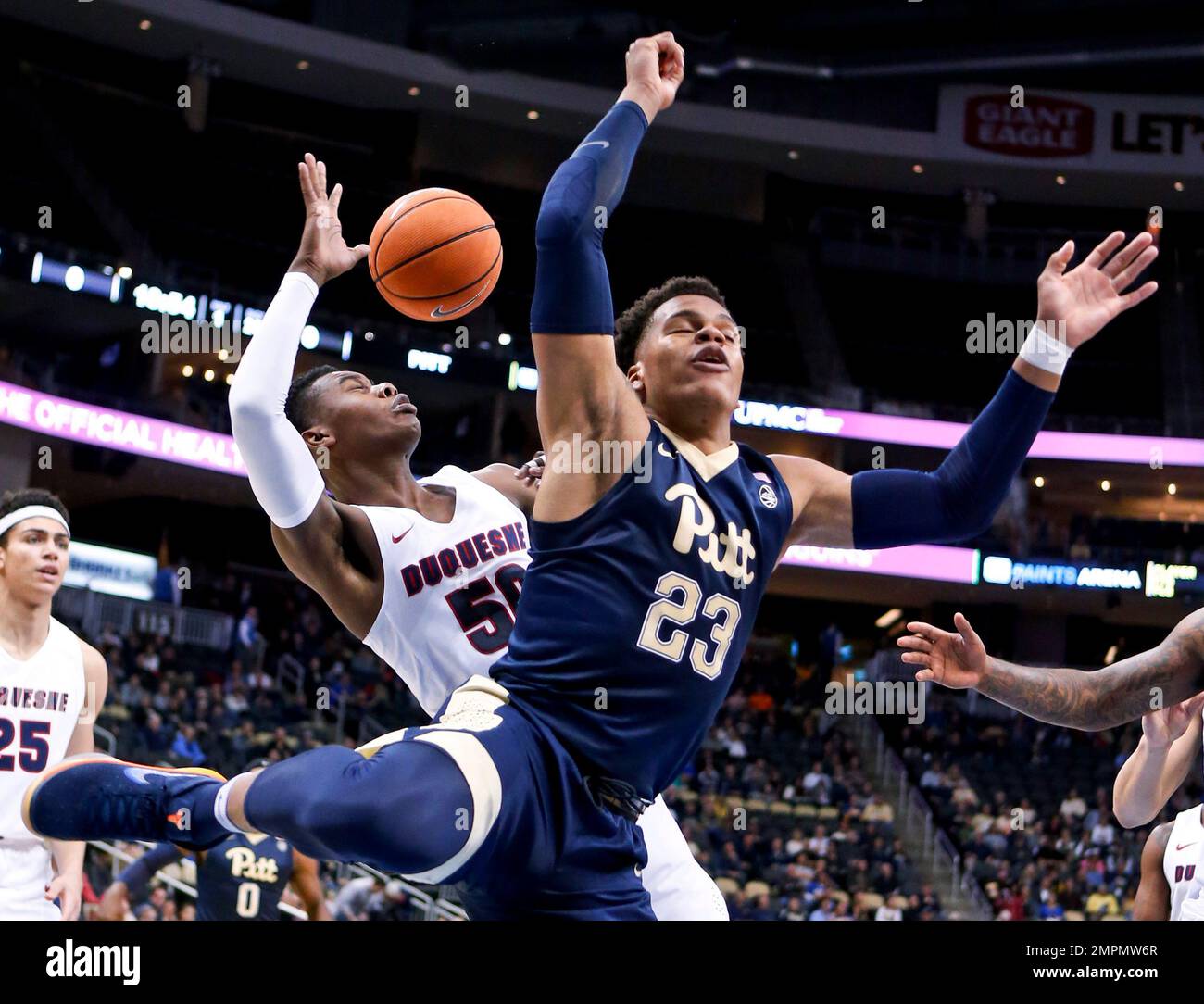 Pittsburgh's Shamiel Stevenson loses the ball after he was fouled by ...