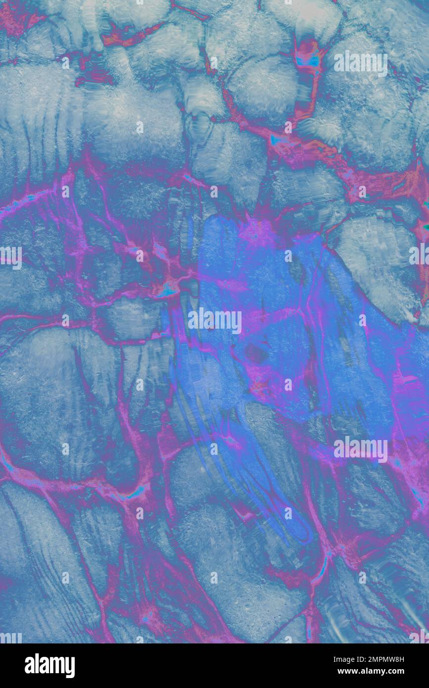 Abstract photo of glow in neon blue color of unusual surface texture ...