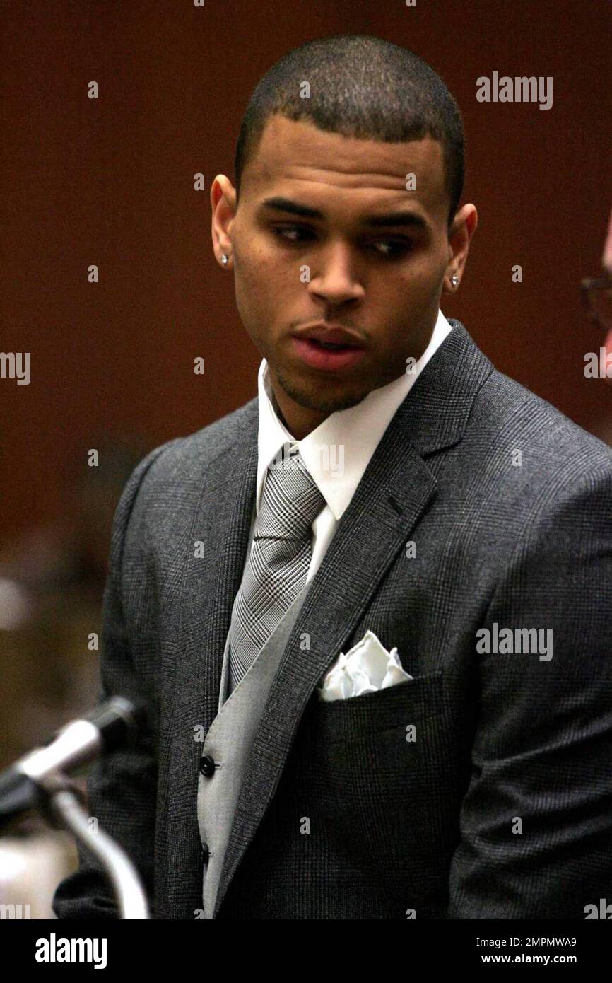 Chris Brown attends his arraignment hearing at Los Angeles County Court ...