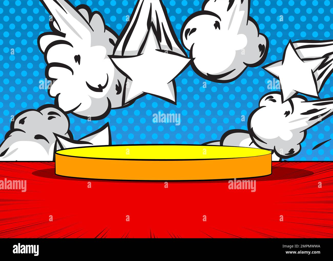 Comics abstract product podium stage. Comic Book scene pedestal or ...
