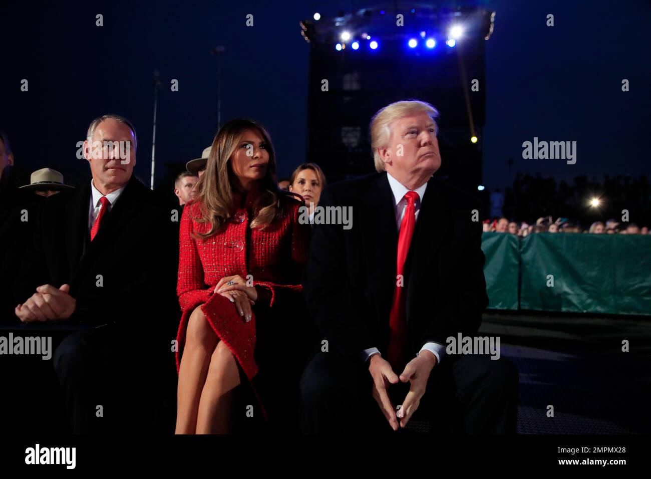 President Donald Trump and first lady Melania Trump, watch performances ...