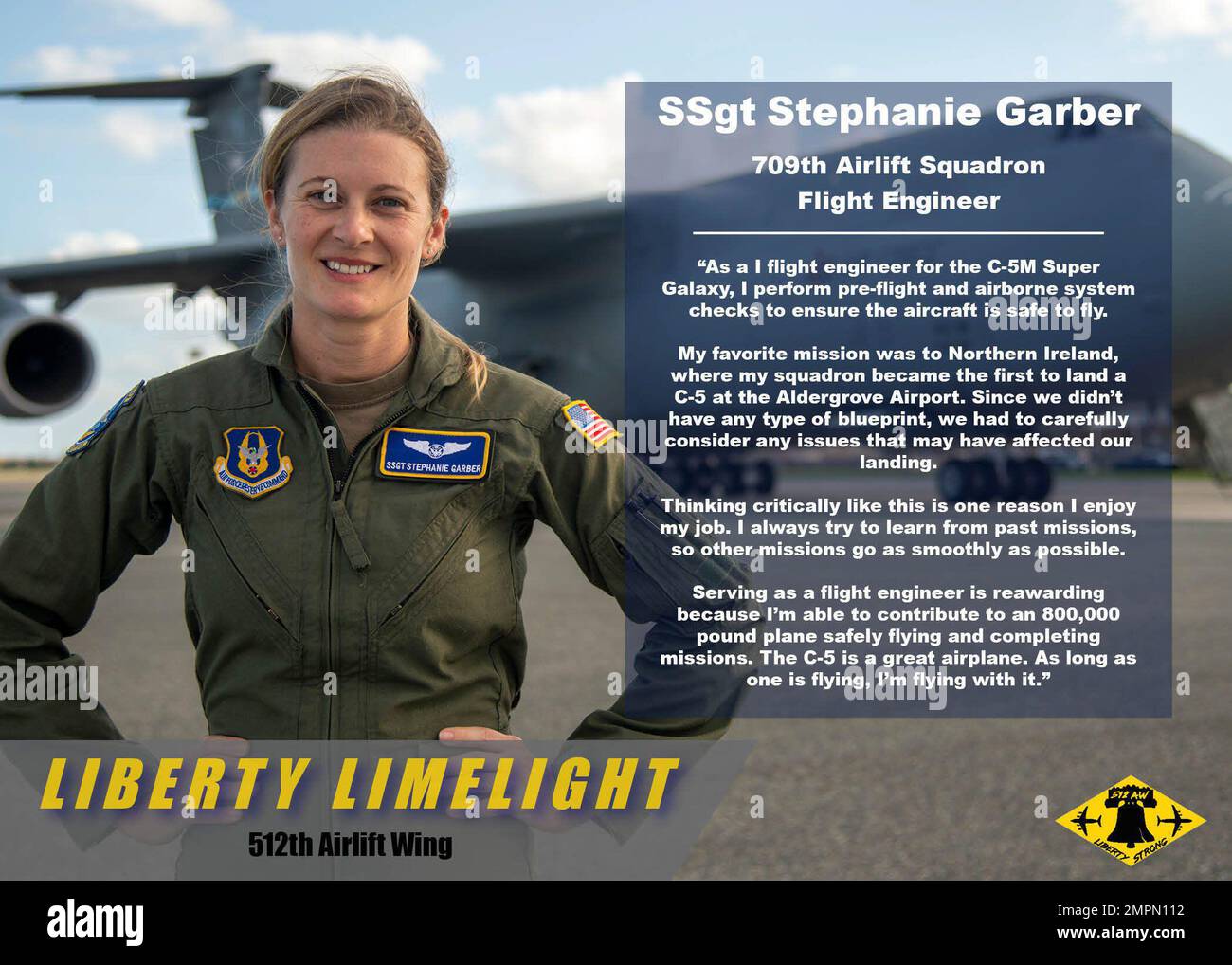 Staff Sgt. Stephanie Garber, 709th Airlift Squadron flight engineer ...
