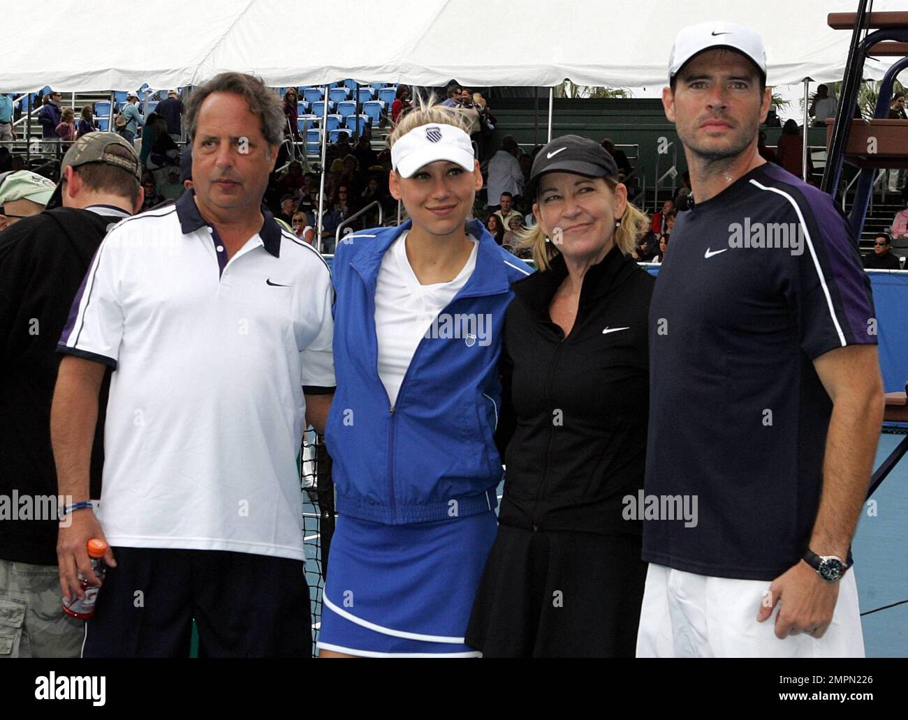 (L-R) Jon Lovitz, Anna Kournikova, Chris Evert and Scott Foley appear ...