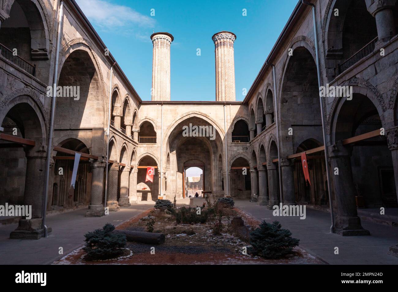 Famous Landmark of Turkey ,Double Minaret Madrasa, Erzurum Stock Photo ...