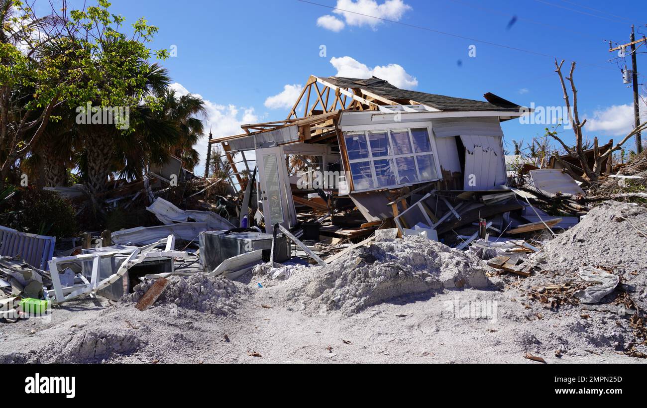 Sanibel Island, FL, USA--11/5/2022- House on Sanibel Island destroyed ...