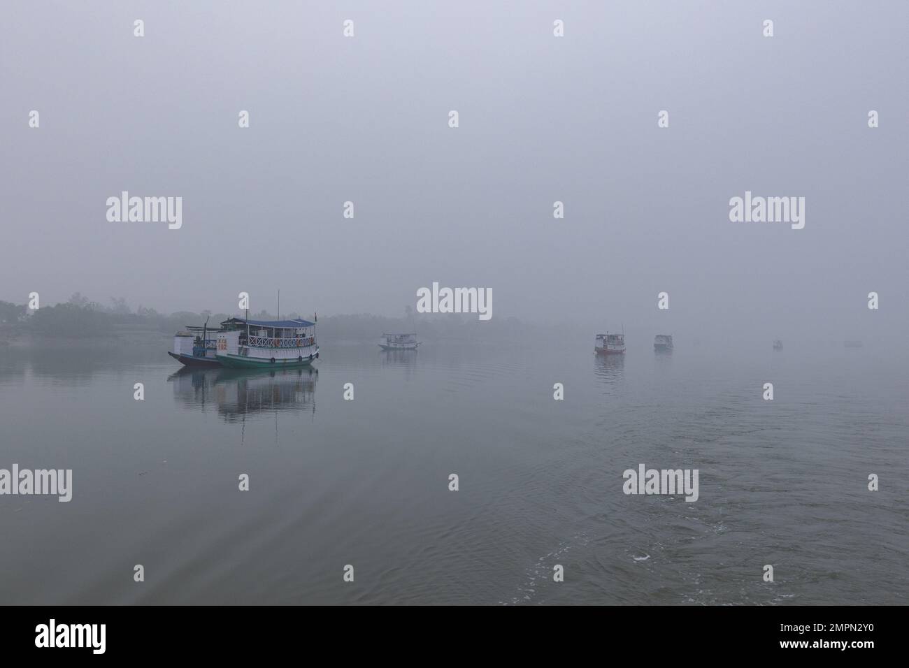 A misty winter morning in Sunderban National Park (West Bengal, India ...