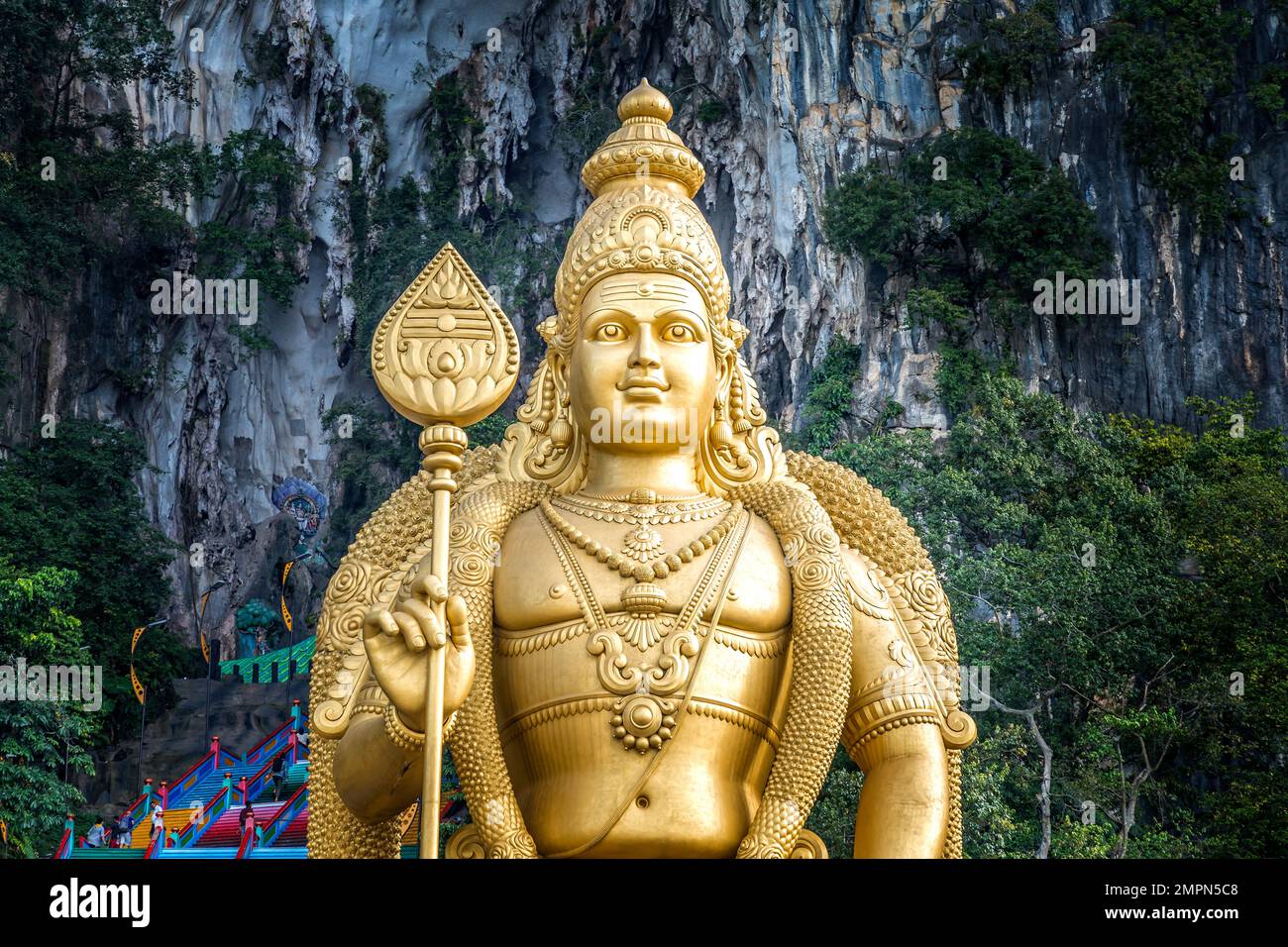 The golden Buddha in front of the Batu Caves, Kuala Lu,pur, Malaysia ...