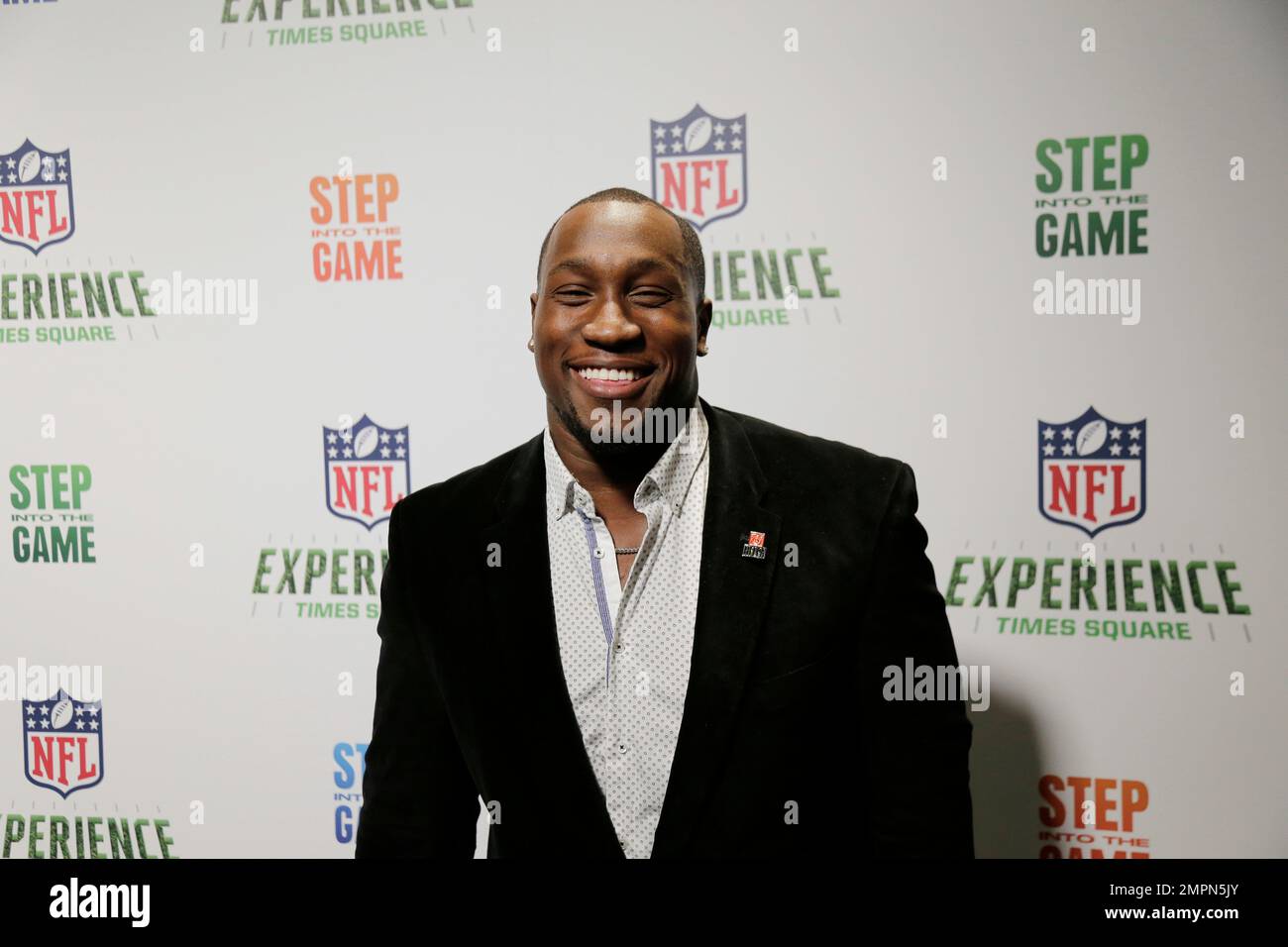 Philadelphia Eagles Aziz Shittu poses for a pictures at the opening of ...