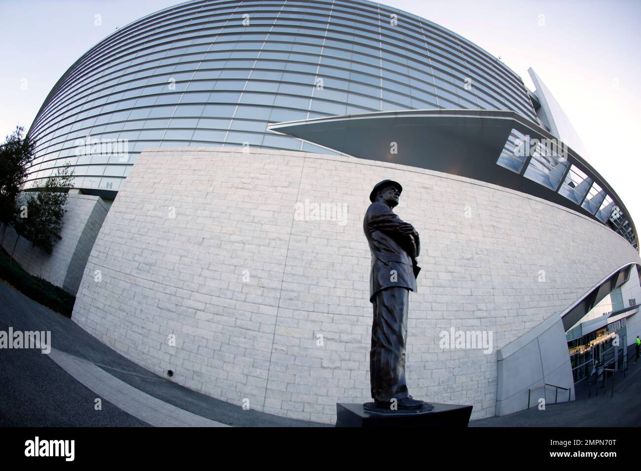 A statue of Tom Landry sits outside of AT&T Stadium before an NFL ...