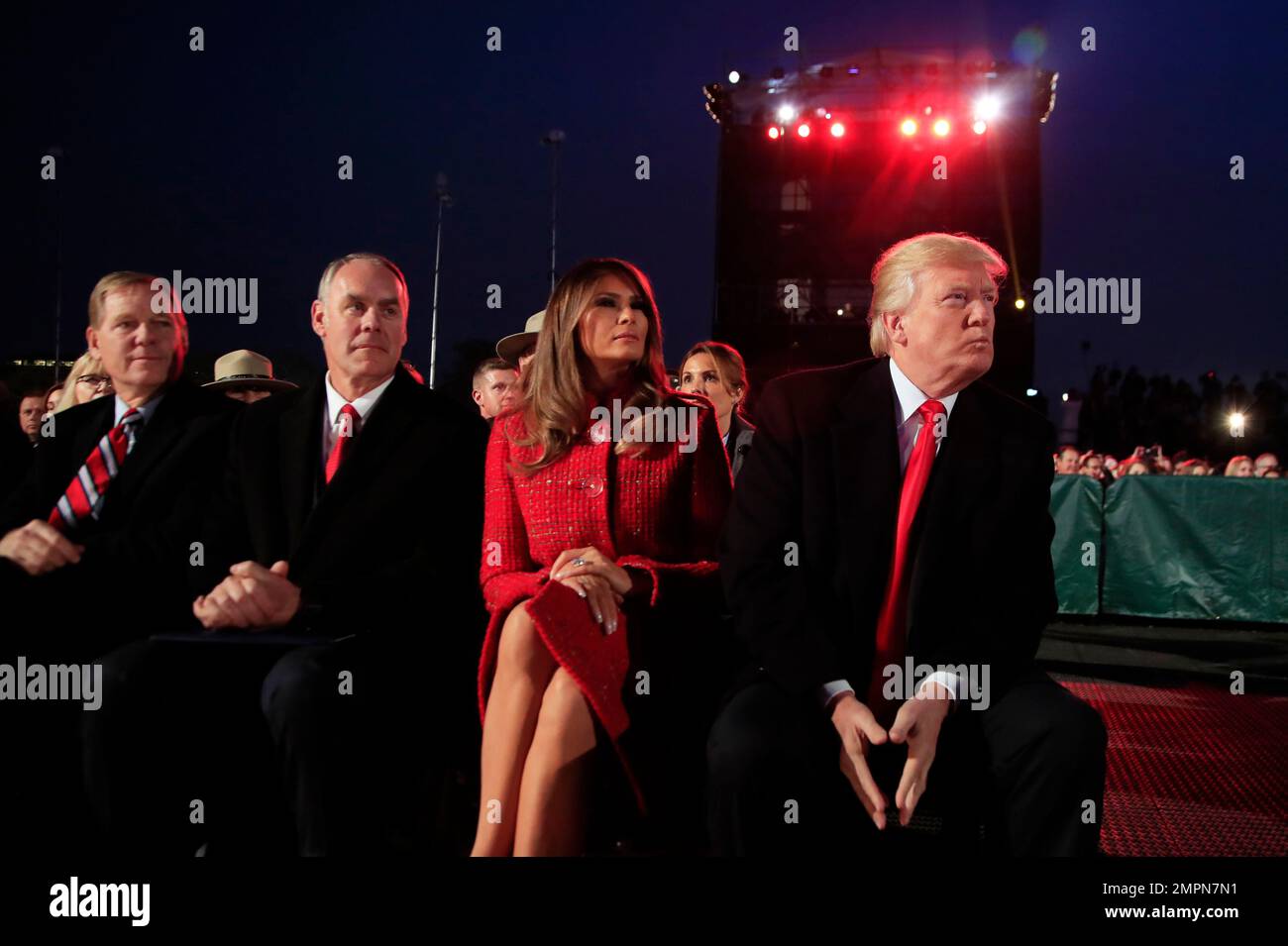President Donald Trump and first lady Melania Trump, watch performances ...