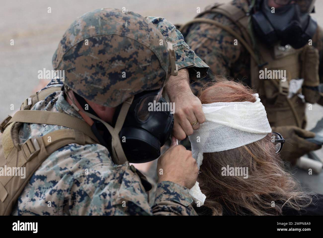 A U.S. Navy corpsman with Marine Wing Support Squadron (MWSS) 273 ...