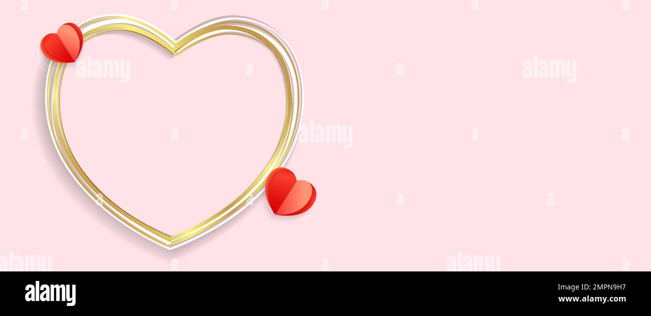 Valentines Day background with golden heart frame. Design for Happy ...