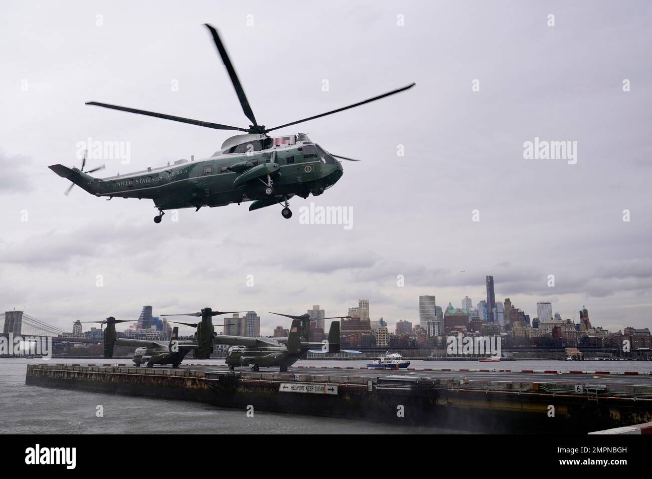 Marine One carrying President Joe Biden arrives at the Downtown ...