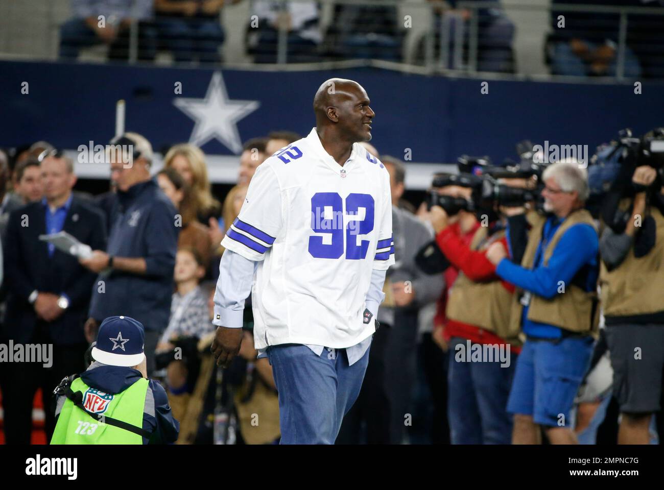 Former Dallas Cowboys player Tony Tolbert is introduced along with the ...