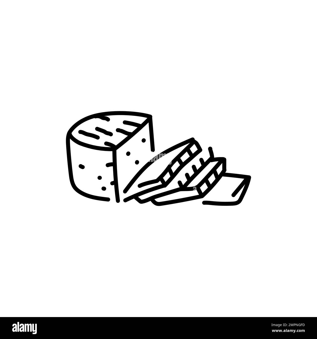 Sour milk cheese slice black line icon. Dairy product. Pictogram for ...