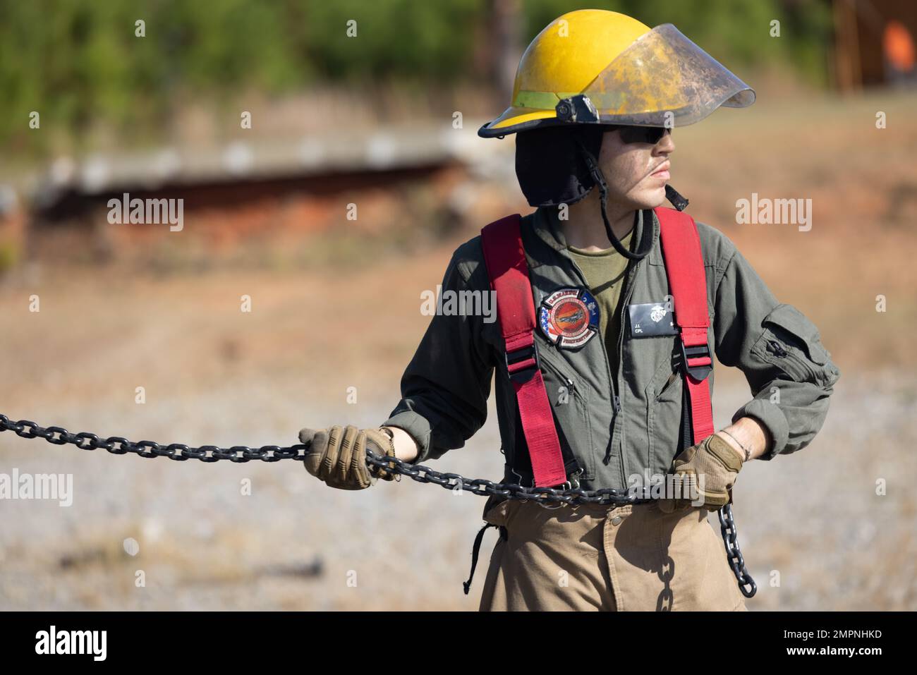 U.S. Marine Corps Cpl. Jesusoscar Santini, firefighter, aircraft ...