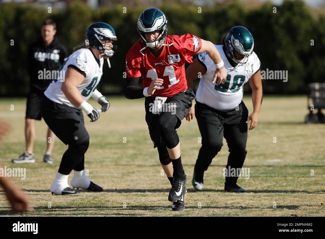 Philadelphia Eagles quarterback Carson Wentz (11) runs a drill during ...