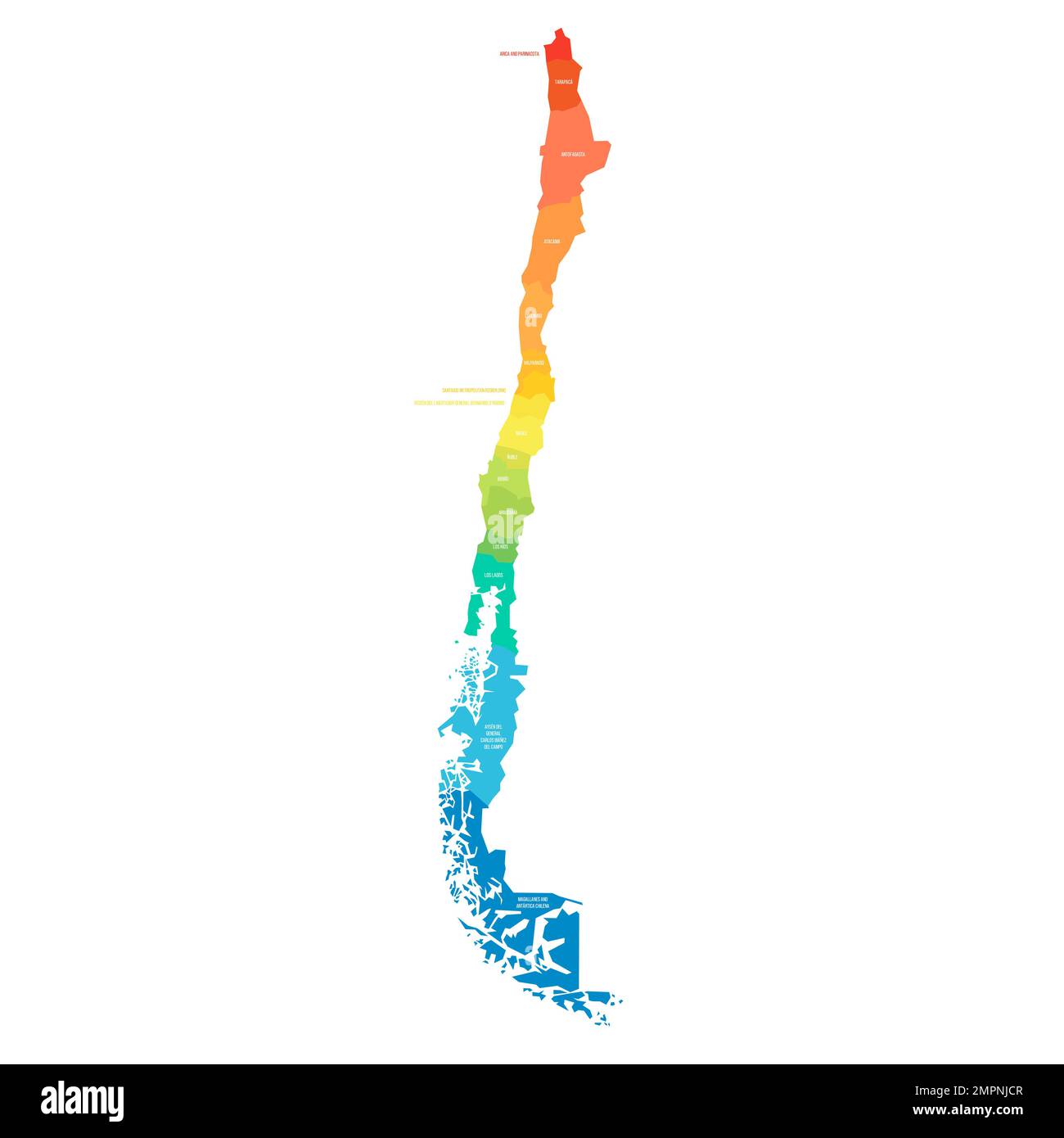 Chile political map of administrative divisions Stock Vector Image ...