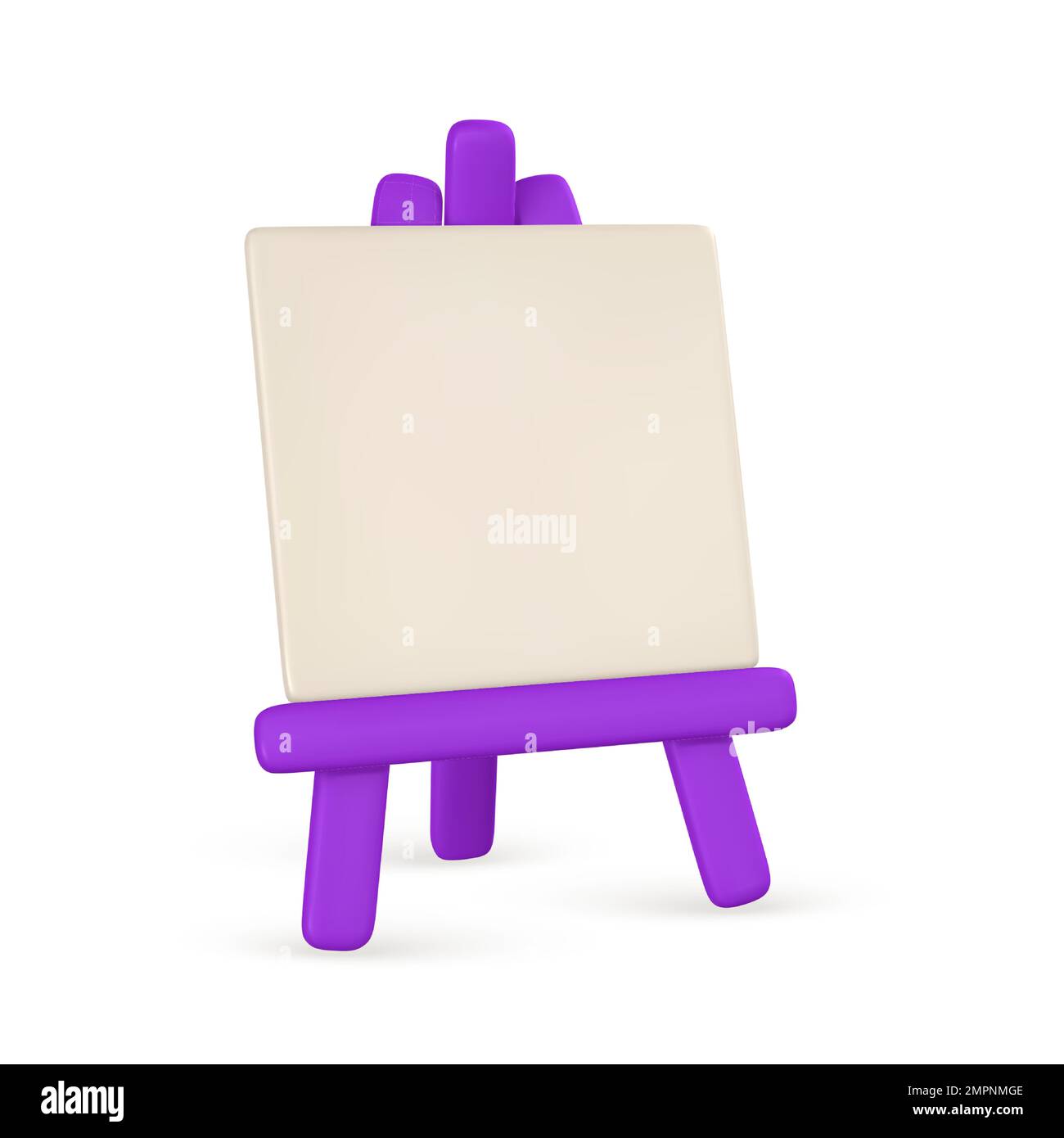3d realistic easel with empty canvas. Easel with poster in cartoon ...
